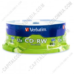 Comprar Online CD-RW Verbatim x 25 unidades, Reescribible, vel. 12x ...