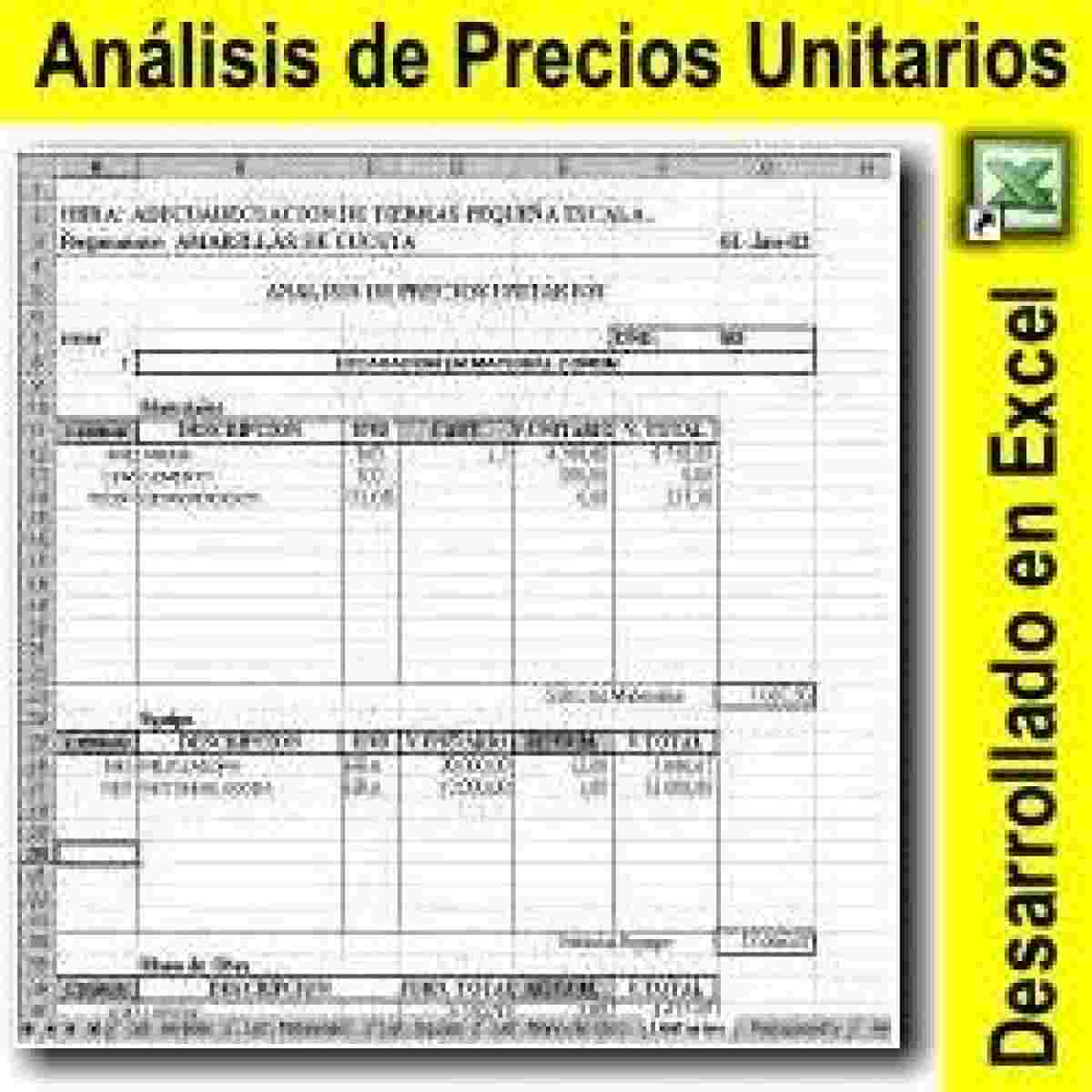 Plantilla de Análisis de Precios Unitarios en Formato Excel - Capital ...